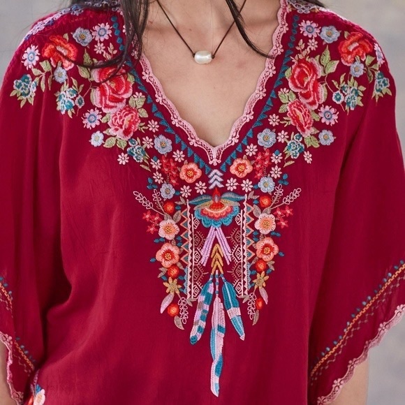 Johnny Was | Tops | Johnny Was Klarah Top In A Deep Red Color | Poshmark